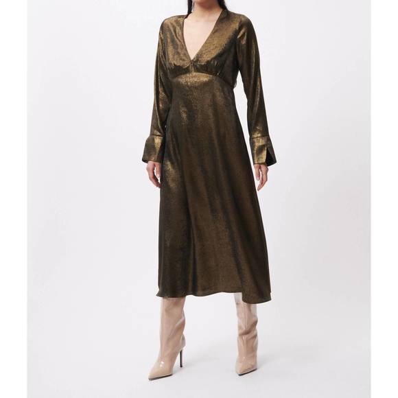 FRNCH | Dresses | New Frnch Lisna Dress In Gold | Poshmark